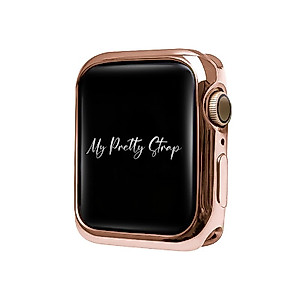 My Pretty Strap Glossy XOXO Cover Compatible with Apple Watch 38/40/41/42/44/45/49mm, Color Gold, Rose Gold, Silver for Women (40MM, Gold)