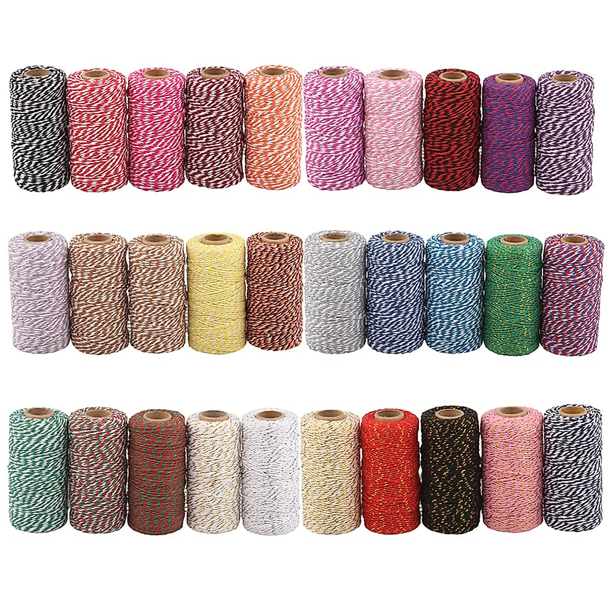 Cotton Bakers Twine，328 Feet Cotton Cord Crafts Twine String Natural Blue Cotton String Twine for Gift Wrapping, Christmas Decor, Bottle Decorations, Baby Shower Decor