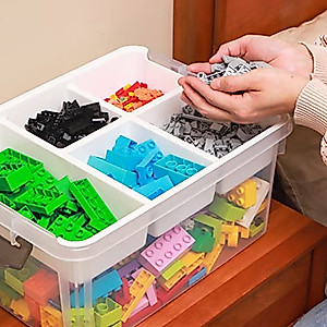 Citylife 17QT Plastic Storage Box with Removable Tray Craft Organizers and Storage Clear Storage Container for Organizing Lego, Bead, Tool, Sewing