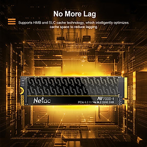 Netac 1TB PCIe Gen4x4 M.2 SSD Up to 7,300 MB/s NVMe Internal SSD with Aluminum Heatspreader High-Performance Storage for Desktop and Laptop PCs Works with PS5, NV7000-t