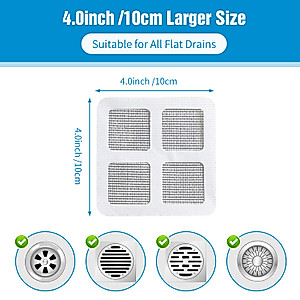 Disposable Shower Drain Cover Hair Catcher, 2024 New Shower Drain Hair Catcher Mesh Stickers, 4 in X 4 in Disposable Shower Drain Hair Catcher Floor Drain Sticker for Shower Kitchen (50 PCS)