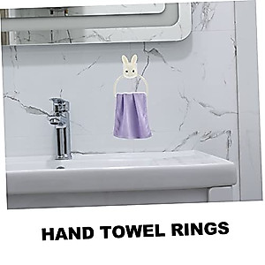 FONDOTIN 2pcs Towel Rack Wall Hanger Hooks Towel Rack Wall Mounted Beach Towel Clip Bath Towel Holder Round Towel Holder Year of Rabbit Decoration Towel Hanger Cartoon Towel Holder White