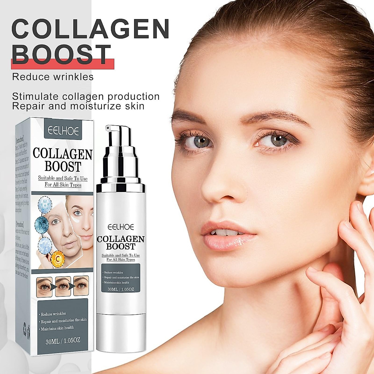 3Pcs EELHOE Collagen Boost Anti Aging Serum, EELHOE Collagen Anti-Wrinkle Cream, Voletas Collagen Boost Anti-Aging Serum
