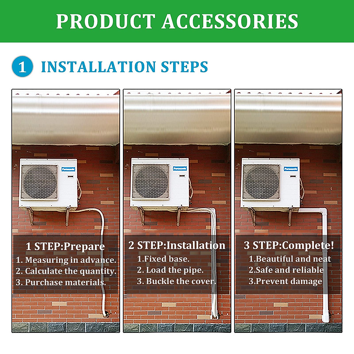 MOOITEK 3" 10Ft PVC Line Set Cover Kit for Ductless Mini Split Air Conditioners, Decorative PVC Slim Line Cover for Central AC & Heat Pumps Systems Tubing Cover Brown