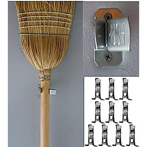 Bulldog Clamp (10 Pack) Spring Grip Garage Closet Wall Organizer for Brooms, Mops, Rakes, Etc.