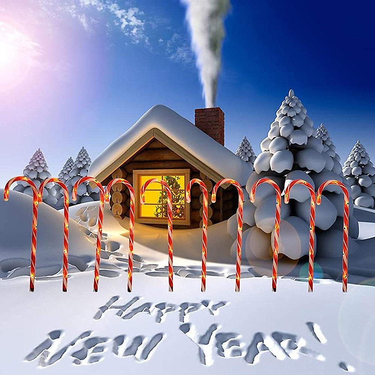 ZYPNB Christmas Candy Cane Pathway Lights,New Year Holiday Lights Outdoor Garden Christmas Decorations for Home Xmas Candy Cane Light