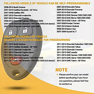 Montgopest Key Fob Keyless Entry Remote Compatible with Chevy Silverado/Avalanche/Equinox Suburban/Tahoe/Traverse/Buick Enclave/GMC Sierra/Yukon/Acadia/Savana Replacement Key OUC60270 OUC60221(3-BTN)