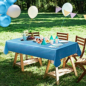 2pcs Blue Holographic Laser Tablecloths 40" x 108" Plastic Table Cloths for Parties Shimmer Shiny Party Decoration for Winter Ocean Princess Birthday Party Wedding Baby Shower Christmas Decor