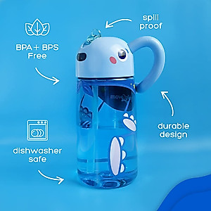 Move2Play - Kids Elephant Water Bottle with Straw - BPA Free - 16 Ounces - Toddler Water Bottle Gift for 2 3 4 Year Old Boys And Girls