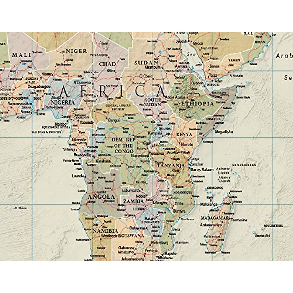 2023 Swiftmaps 24" x 36" World Map Contemporary Premier Wall Map Poster Mural, Laminated, Made in the USA