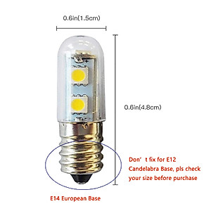 Lxcom Lighting E14 LED Bulb Refrigerator Indicator Light 1W 7Mini LED Appliance Bulb 15W Incandescent Equivalent 110V Daylight White 6000K for Fridge Oven Crystal Lamp Hood Sewing Machine Lamp,6 Pack