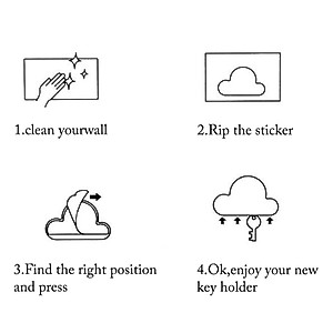 White Cloud Magnetic Key Holder for Wall, Cloud Adhesive Cute Key Hanger Organizer, Easy to Mount, Powerful Magnets Keep Keychains and Loose Keys Securely in Place