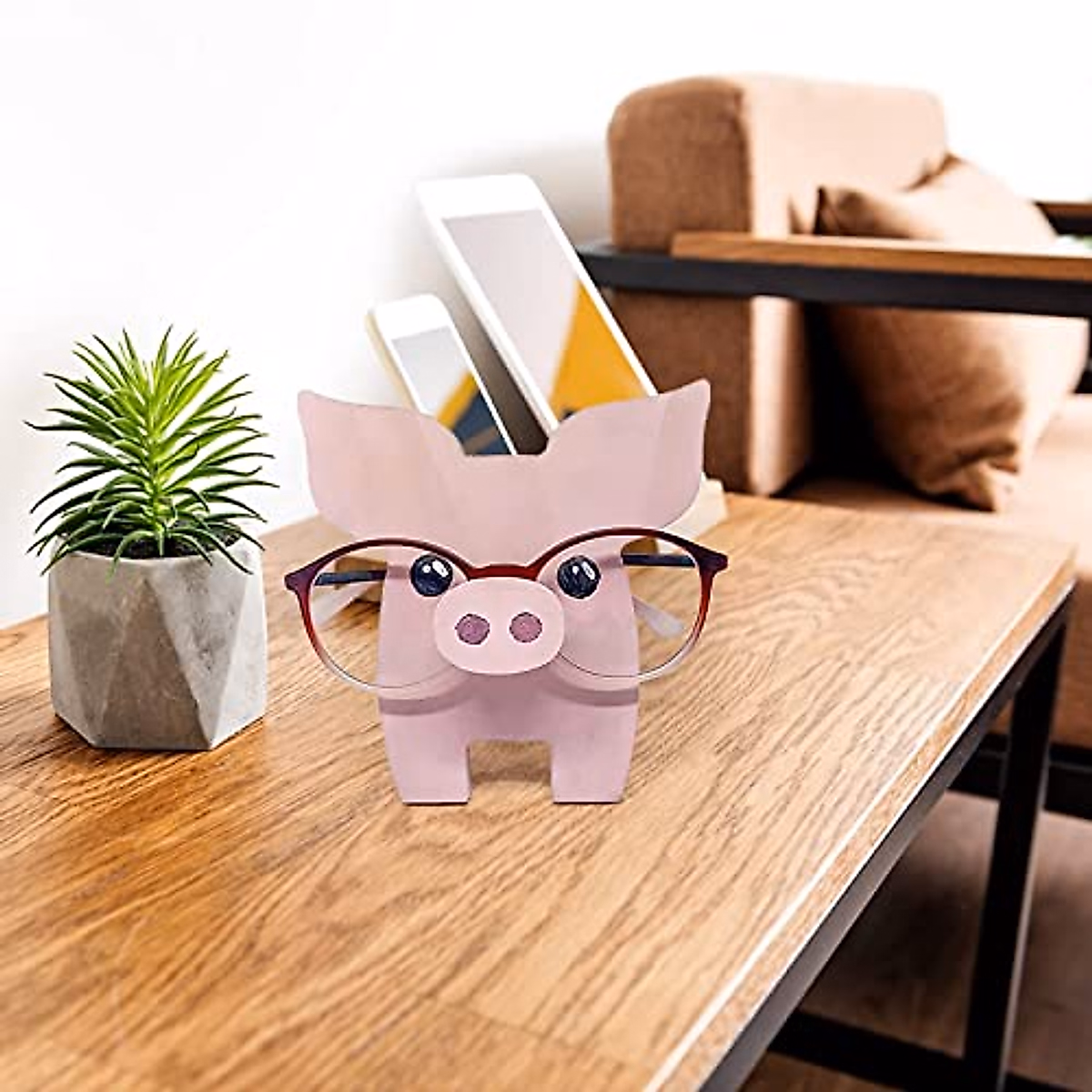 Yaoercty Delivered Before Christmas - Cute Creative Animal Glasses Rack Holder, 1PC Cute Wooden Animal Shaped Glasses Frame Home Office Desktop Decor,Valentine's Day (G)