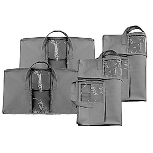 Sorbus Foldable Storage Bag Organizer Set, Large Clear Window & Carry Handles, Great for Clothes, Blankets, Closets, Bedrooms, and More (Gray)