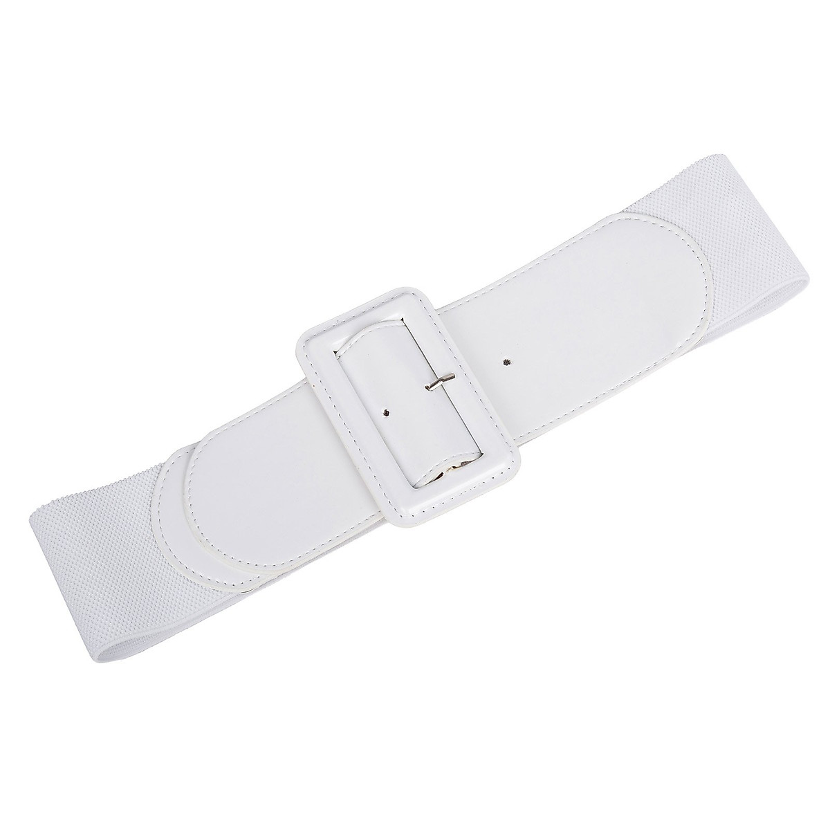 Hanna Nikole Women's Elastic Vintage Belt Stretchy Retro Wide Waist Cinch Belt White Size L