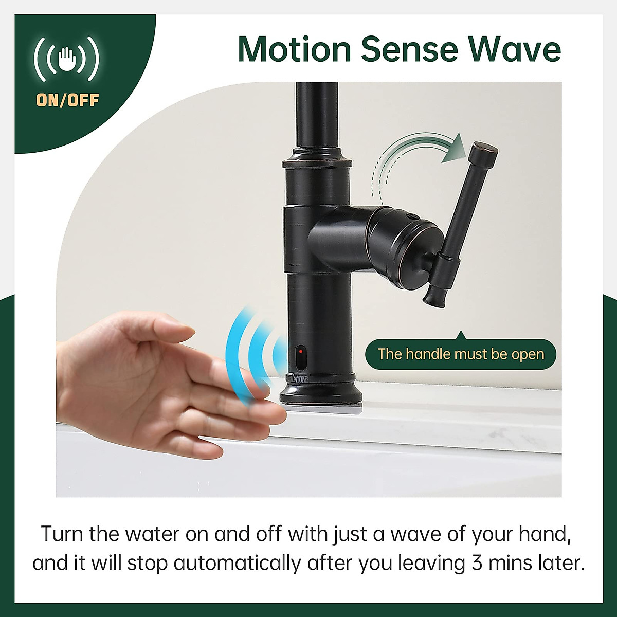 Touchless Oil Rubbed Bronze Kitchen Faucet with Soap Dispenser, DAYONE Single Handle Faucets for Kitchen Smart Motion Sensor Activated Hands-Free Pull Down, Robinet de Cuisine sans Contact