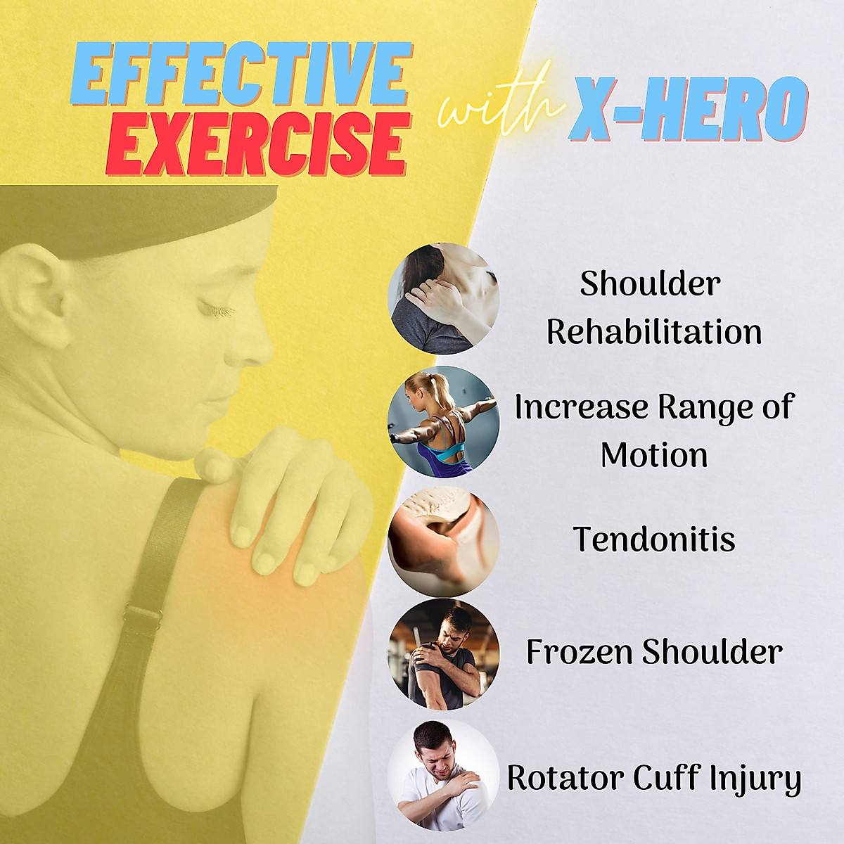 X-hero Shoulder Pulley Exercise with Arm Rehab Pulley System (Metal Bracket) for Physical Therapy Exercise Equipment, Over The Door Pulley Rehabilitation & Stretching Rope, Range for Frozen Shoulder