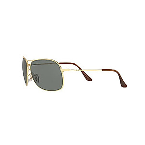 Ray-Ban RB3267 Metal Aviator Sunglasses, Gold/Green, 64 mm