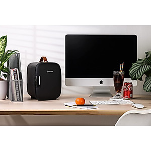 Subcold Pro4 Luxury Mini Fridge Cooler 4 Litre / 6 Cans AC & Exclusive USB ECO Power Option | Portable Small Refrigerator For The Office, Bedroom, Car, Travel, Skincare & Cosmetic (Black)