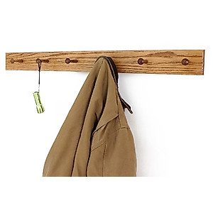 Solid Oak Shaker Peg Rack Made in The USA - Golden Oak Stain Stain 35 x 3.5 Inches with 6 Pegs