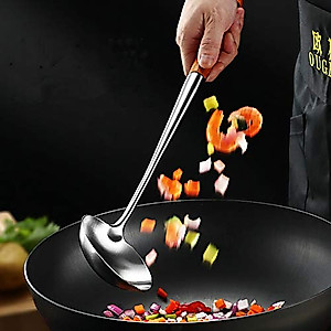 Wok spatula and ladle,Skimmer Ladle Tool Set, 17inches spatula for wok, 304 Stainless Steel wok spatula.