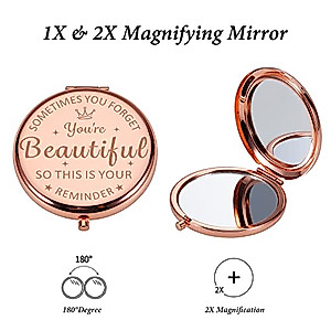 XPENMULBOJA Inspirational Gift for Women Female Compact Mirror for Daughter Mom Motivational Birthday Gift Pocket Makeup Mirror for Her Girls Friends Graduation Christmas Wedding Gift