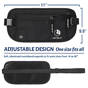 Travel Money Belt, RFID Blocking for Men & Women - Ideal for Keeping Your Cash, Credit Card, Passport, Phone Safe When Traveling (Pure Black)
