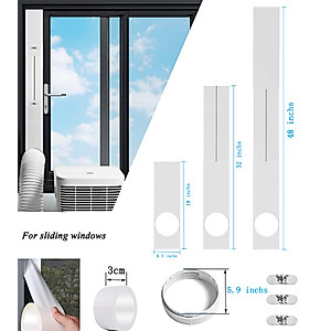 Portable Air Conditioner Window Seal Kit,Universal Portable AC Replacement Sliding Window Seal Plate for 5.9 Inch Exhaust Hose, Adjustable Max Length to 48 Inch Window Vent Kit