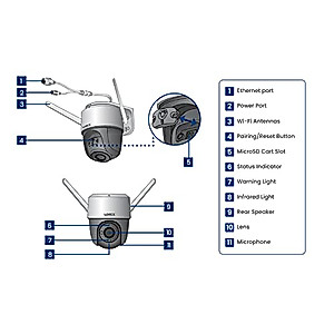 Lorex 2K Pan-Tilt Indoor/Outdoor WiFi Security Camera with 32GB MicroSD Card, Auto-Tracking, Color Night Vision, Person Detection, and Warning Light/Siren