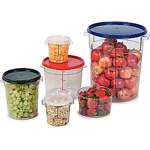 Carlisle FoodService Products Storplus Round Food Storage Container with Stackable Design for Catering, Buffests, Restaurants, Polycarbonate, 22 Quarts, Clear, (Pack of 6)