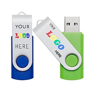 NEWTIK Custom Swivel USB Flash Drive Personalized with Your Logo Bulk USB 2.0 Customizable Memory Stick (128MB, 500PCS)