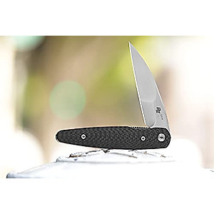 DROP + Brad Zinker Dogtooth Liner Lock Folding Pocket Knife, Orange g10 / Satin
