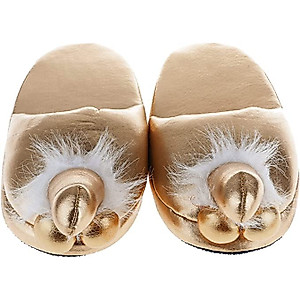 Passec Unisex Adult Funny Slipper Novelty Gag Gift Indoor Flat Winter Furry Slippers for Women Men Anti Slip Soft Houseshoe (E, One Size)