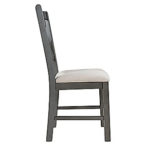 OYN 6 5-Piece Kitchen Furniture, Wooden Dining Room Upholstered Chairs,Special-Shaped Round Table W/Bottom Shelf Sets for 4 Persons Family Meal, Gray, Grey