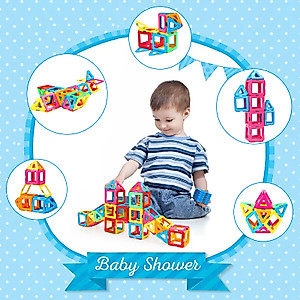 idoot Kids Magnetic Tiles for Toddlers,STEM Toys for 3-5 Year Old Boys & Girls,Magnet Blocks Kids Educational Toys Birthday Gift Starter Set with Storage Bag