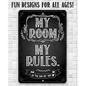 My Room My Rules - Metal Sign - Cute Decor for Teen Room Aesthetic, Stuff for College Dorm Room Essentials - Cheap Gift Under $20 (8" x 12")