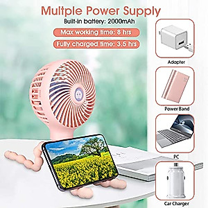 Mini Handheld Stroller Fan, Personal Portable Fan Baby Car Seat Clip-On Fan with DIY Flexible Tripod, USB Rechargeable Fan Adjustable 3 Speeds for Bedroom, Outdoor, Camping, Bike, BBQ