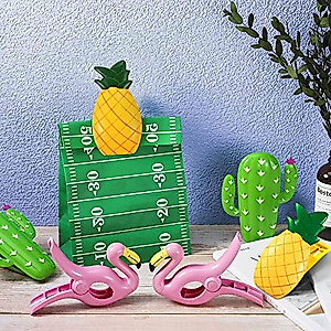 6 Pieces Beach Towel Clips Portable Towel Clips for Chairs Large Beach Towel Holders Plastic Cute Clothes Pins Flamingo Pineapple Cactus Towel Clips for Beach Chairs Lounge Patio Pool Accessories