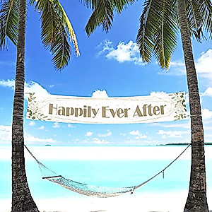 Happily Ever After Large Banner, Princess Theme Wedding Banner, Wedding Anniversary Party Decorations Supplies, Indoor Outdoor Backdrop 8.9 x 1.6 Feet