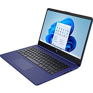 HP Stream 14inch HD Display, Intel Celeron Dual-Core Processor, 8GB DDR4 Memory, 128GB Storage (64GB eMMC+64GB Card),WiFi,Webcam,Bluetooth, Windows 11 S, Indigo Blue (Renewed)