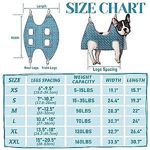 Supet Dog Grooming Hammock Harness for Cats Dogs, Relaxation Pet Restraint & Small Animal Leashes Sling Helper Nail Trimming Clipping, S（ Legs Spacing：7-10.2" /) , Coral blue