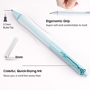 WRITECH Gel Ink Retractable Pens: Black Ink 0.7mm medium Point Pen Set, Extra Smooth Tip No Bleed Smear Smudge Refillable Clickable Pens Bulk for Writing Journaling Multicolor Fine Pens 8ct