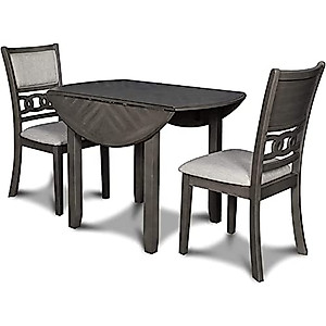 New Classic Furniture Gia Drop Leaf Dining Table with Two Chairs, 42-Inch, Gray