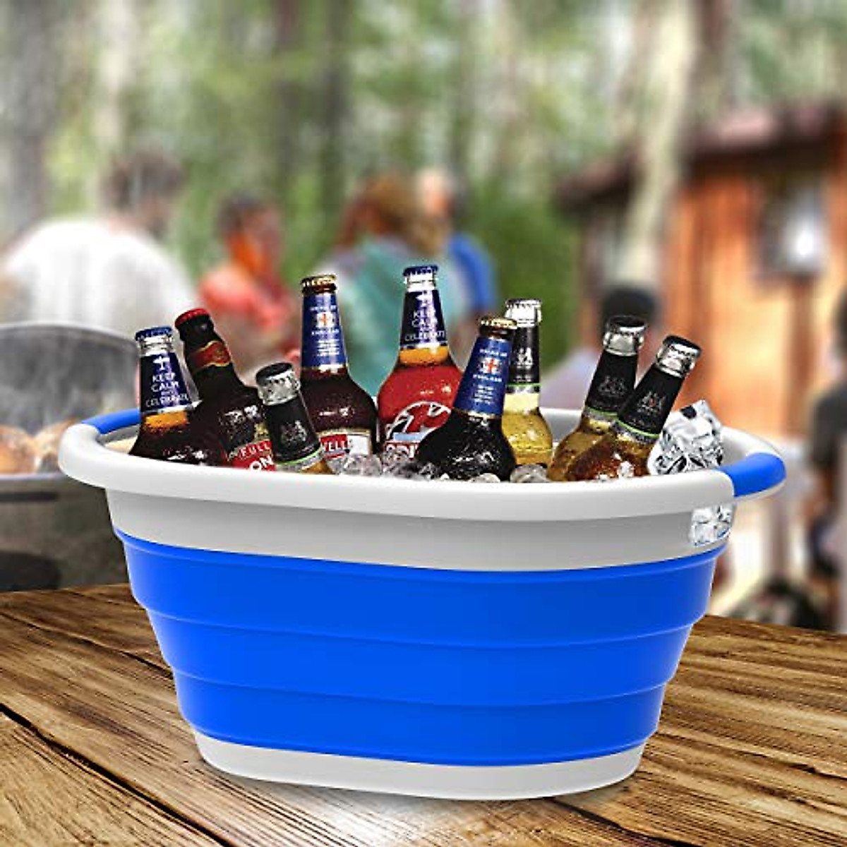 Collapsible Laundry Basket- Space Saving Pop Up Clothes, Multiuse Organizer/Storage Container with Comfort Grip Handles by Lavish Home (Blue)