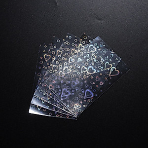Black Lotus 100 PCS Top Loading Sweet Heart Shaped Holographic Photo Card Sleeves, Cute Foil Holo Shinny Card Protector for Kpop/Idol/TCG/CCG Standard Sized/Japanese Sized Cards Cover (65x90mm)
