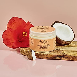 SheaMoisture Smoothie Curl Enhancing Cream for Thick, Curly Hair Coconut and Hibiscus Sulfate and Paraben Free 12 oz