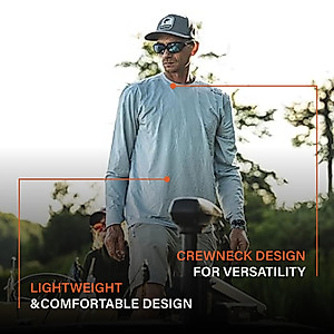 Simms SolarFlex Crewneck Long Sleeve Fishing Shirt for Men: UPF 50+ Sun Protection, Quick-Dry, Odor-Resistant (Sky, X-Large)