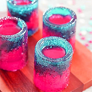 DD-life 4 Pcs 4-Cavity Ice Cubist Ice Shot Glass Molds Round Shot Glass Silicone Mold(Red）