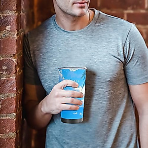 QWEUIOP 20oz Insulated Travel Coffee Mug Grunge Summer Coconut Tree Stainless Steel Tumbler with Lid Double Wall Vacuum Coffee Cup For Hot and Cold Drinks14524