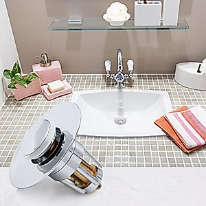 Partreko Universal Bathroom Sink Stopper, Upgraded Anti Clogging Pop Up Sink Drain Strainer Stoppers with Filter, Fits 1.08"—1.5" Drain Holes, Anti-Rust Bronze Drain Stopper with Hair Catcher（Sliver）